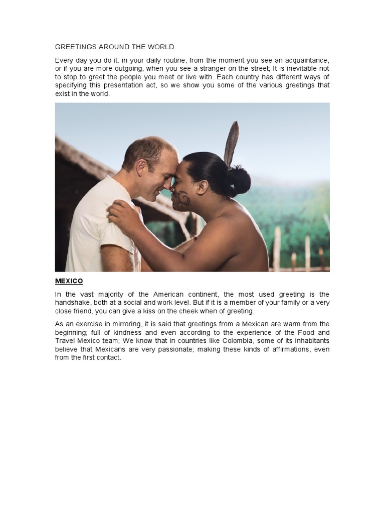 Greetings Around The World | PDF | Cultural Conventions