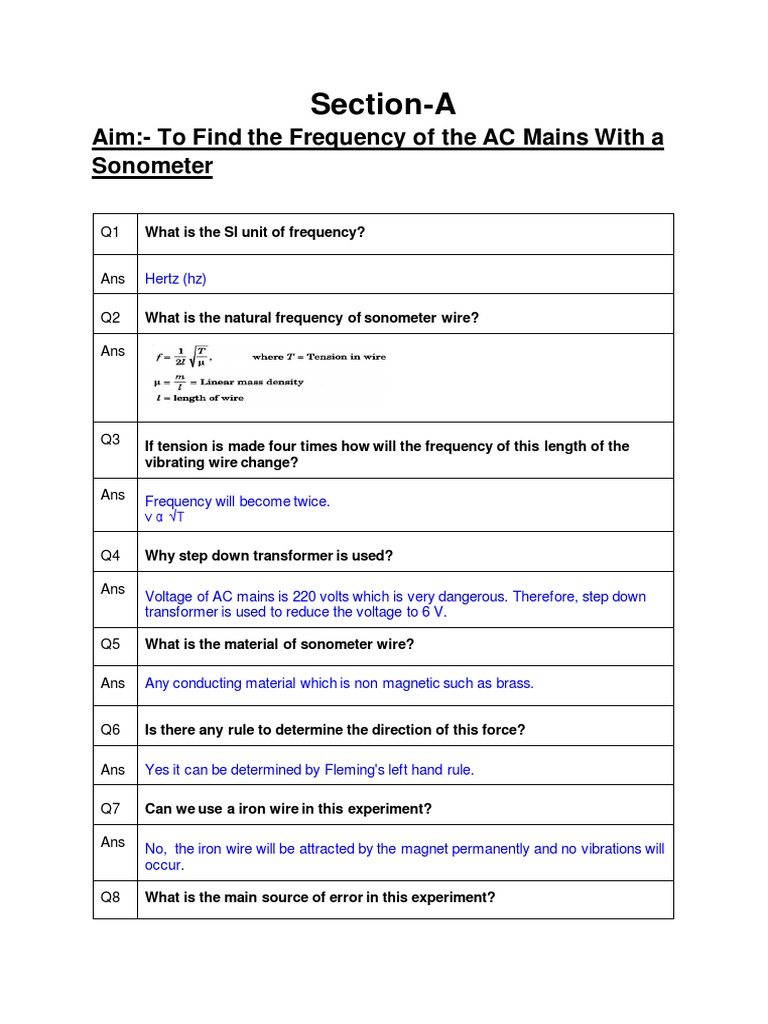 Physics Practical Important Questions For VIVA | PDF | Alternating Current | Refraction