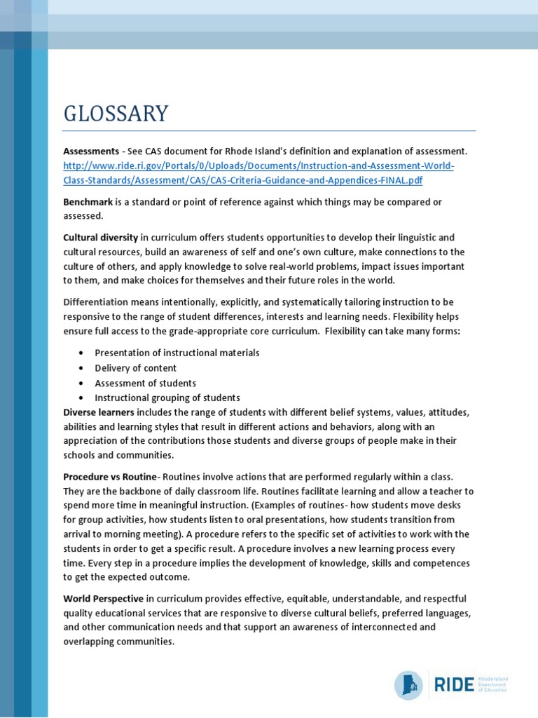 Glossary: Class-Standards/Assessment/CAS/CAS-Criteria-Guidance-and ...