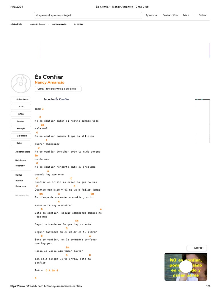 Letras y acordes de "Es Confiar" | PDF