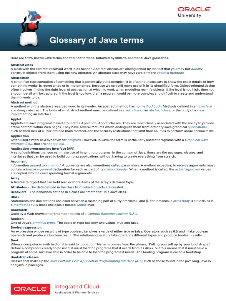 5096 - Glossary of Java Terms | PDF | Class (Computer Programming ...