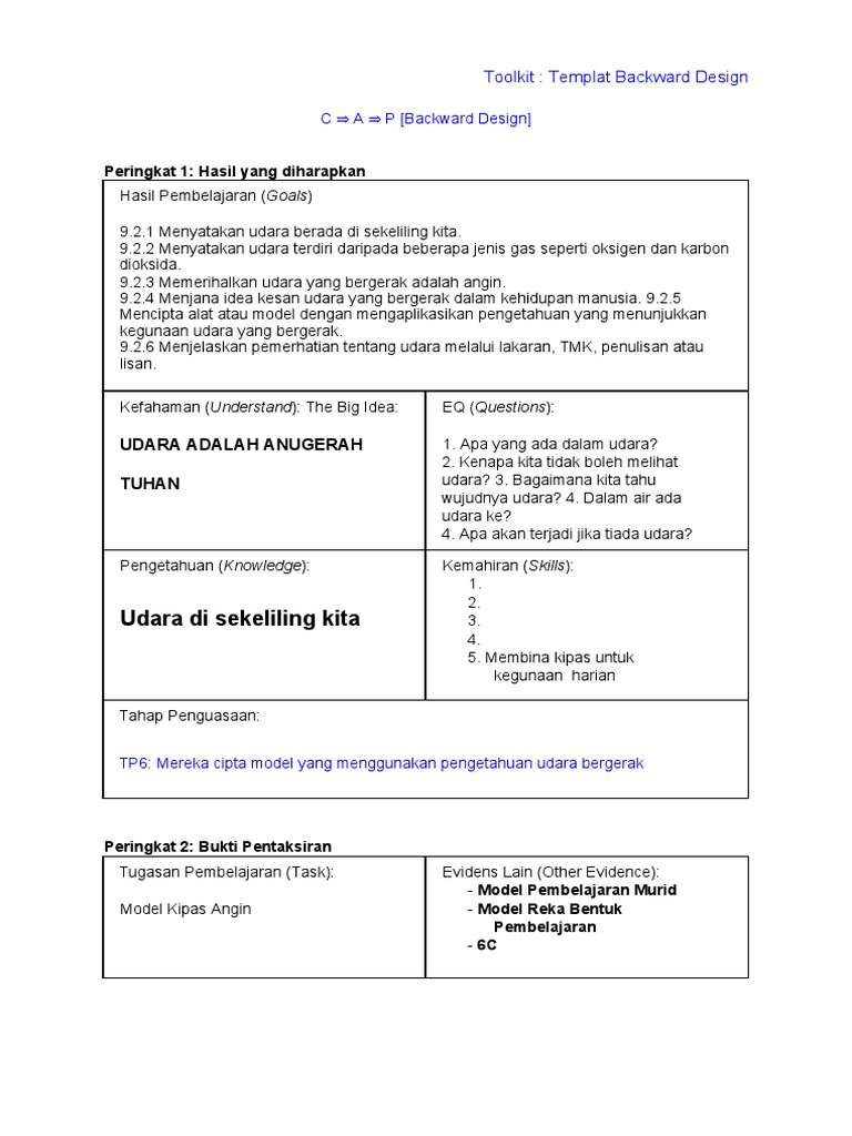 Contoh Backward Design Pdf