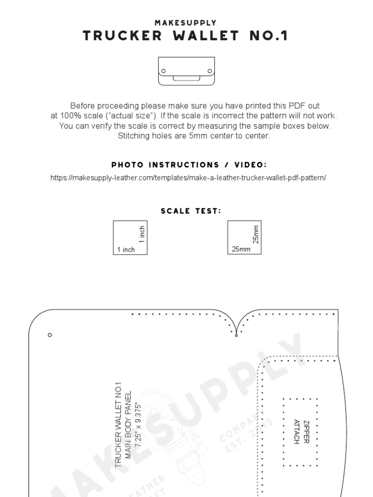 Makesupply-Leather Trucker Wallet Template Set (Letter) | PDF