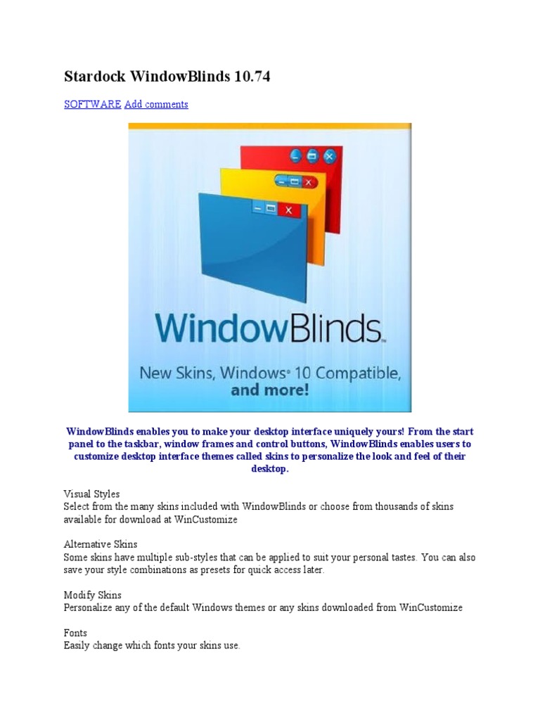 Customize Windows Interface with WindowBlinds | PDF | Computing ...