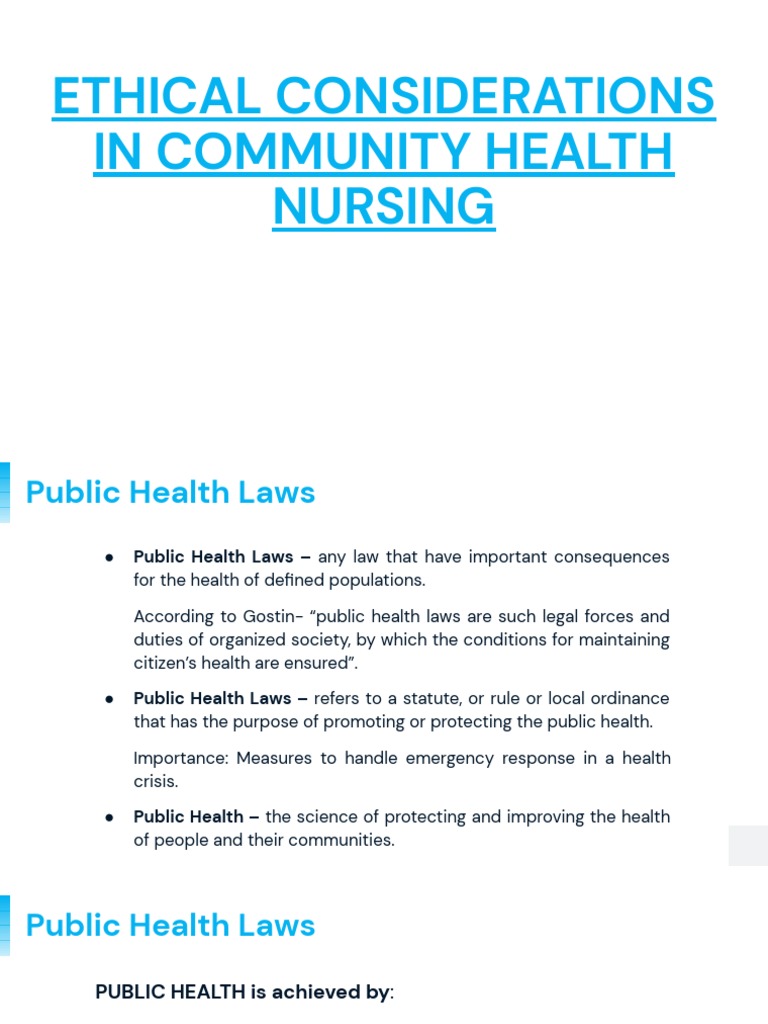 Ethical and Legal Issues in Community Health | PDF | Public Health ...