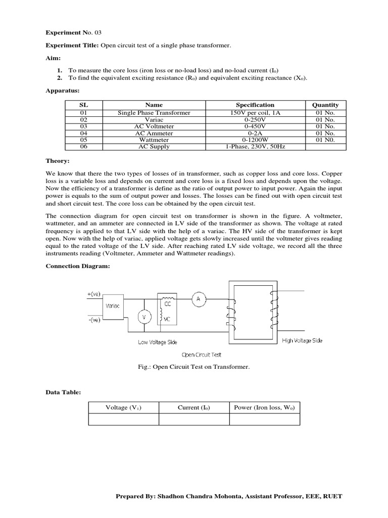 Experiment 03 | PDF | Transformer | Electronic Engineering