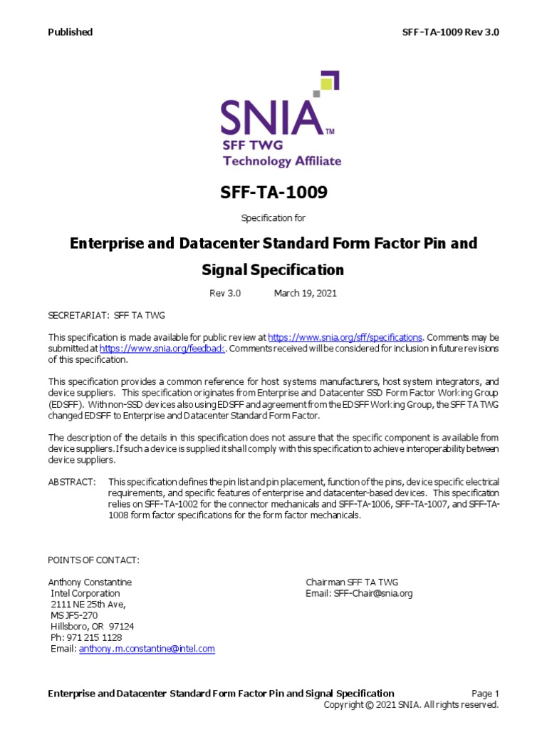 Published SFF Ta 1009 r3.0 | PDF | Computer Engineering | Electronics
