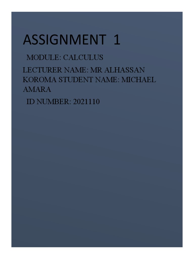 Calculus Assignment 1 | Download Free PDF | Calculus | Subtraction