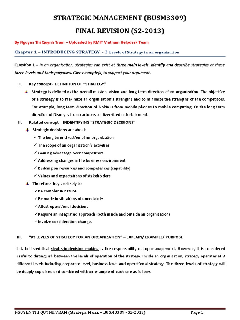 Understanding Organizational Strategy Levels | PDF | Strategic ...