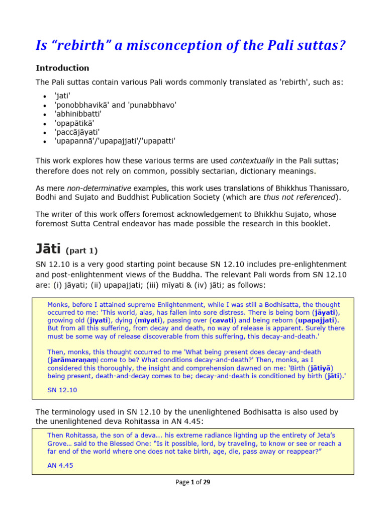 Pali Suttas: Misconceptions of Rebirth | PDF | Gautama Buddha | Eastern ...