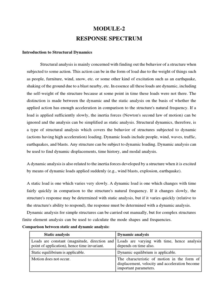 Module-2 Response Spectrum: Introduction To Structural Dynamics | PDF | Damping | Classical ...