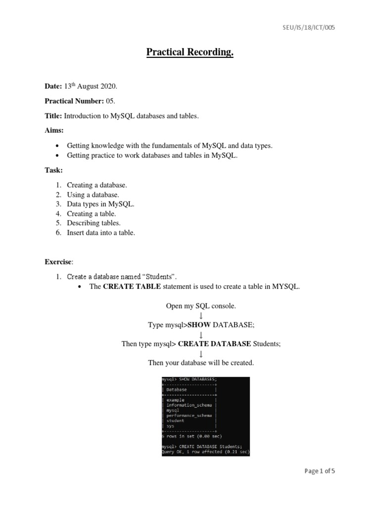 Lab Sheet 05 | PDF | Databases | Information Technology Management