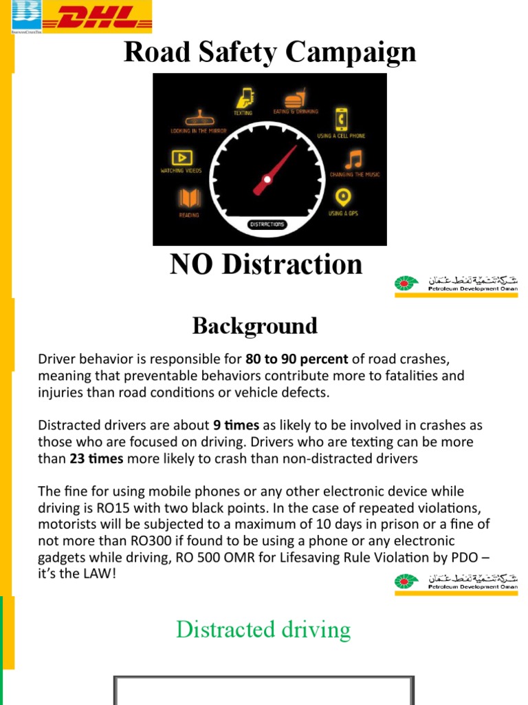 Road Safety Campaign - NO Distraction - English | PDF | Driving | Road ...