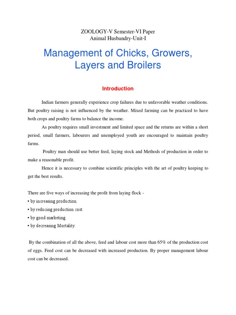 Management of Chick, Grower, Layer and Broiler | PDF | Poultry Farming ...