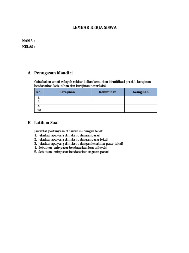 Lembar Kerja Pertemuan 1 | PDF | Griya & Taman | Seni