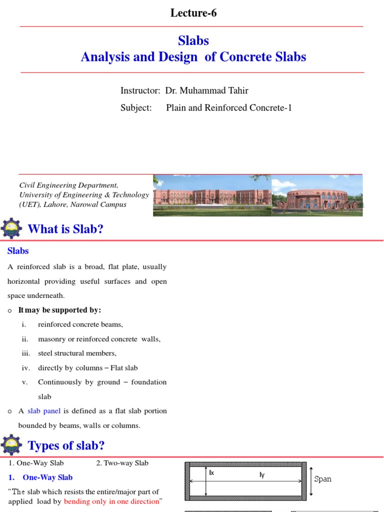 Slabs Analysis and Design of Concrete Slabs: Lecture-6 | PDF | Beam ...
