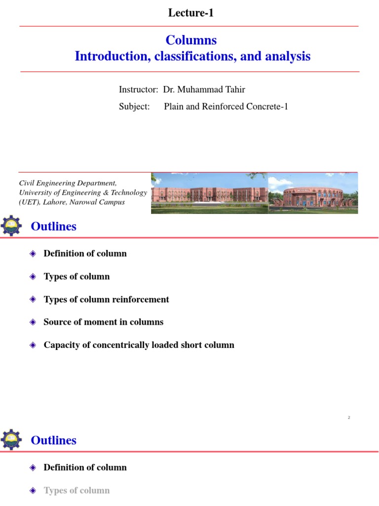 Columns Introduction, Classifications, and Analysis: Lecture-1 | PDF ...