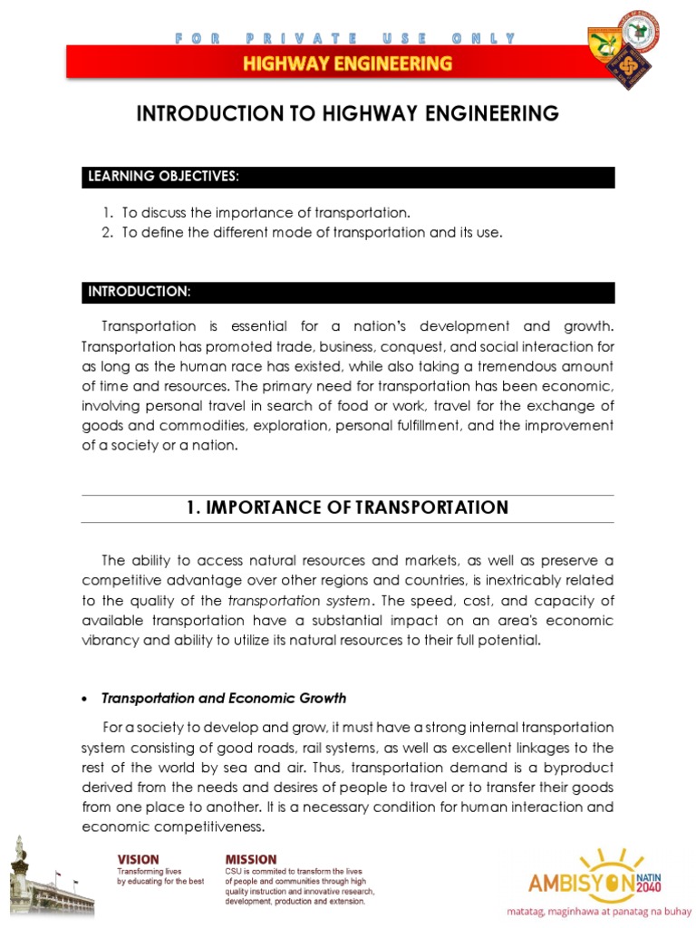 Introduction To Highway Engineering: 1. Importance of Transportation ...