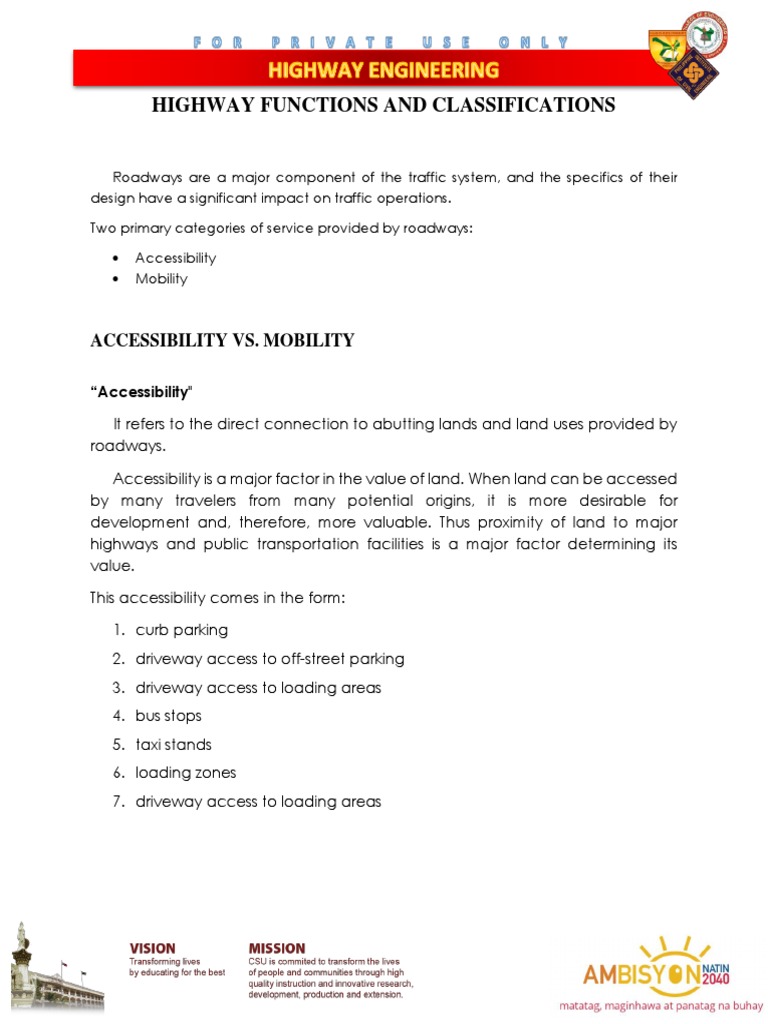 Highway Functions and Classifications: Accessibility vs. Mobility ...