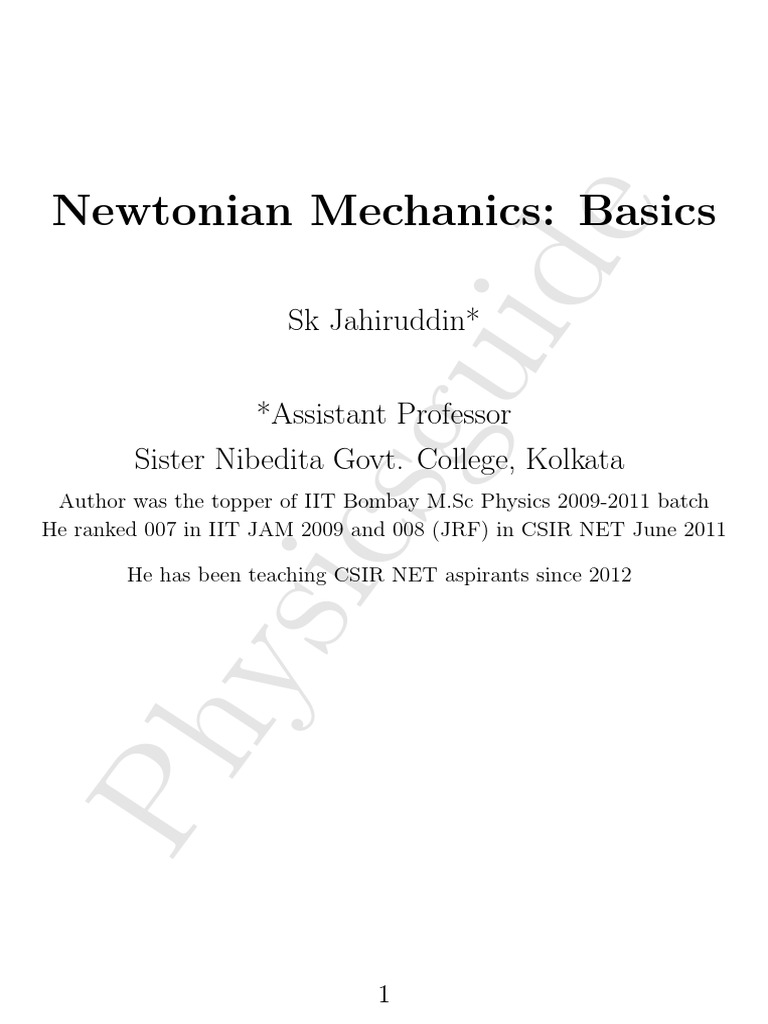 01 Newtonian Mechanics Basic | PDF | Force | Velocity