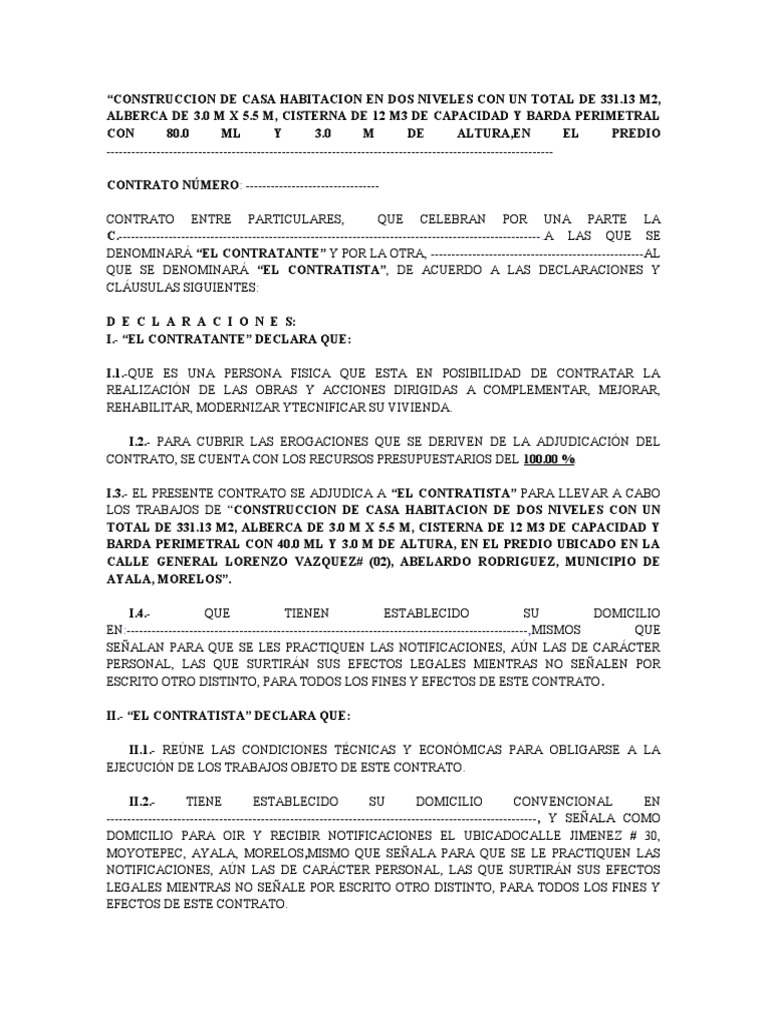 Formato Contrato de Construccion | PDF