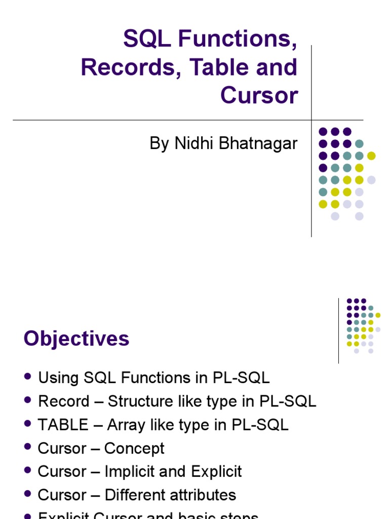 PL SQL Session3 Record Table Cursor | Download Free PDF | Pl/Sql | Computer Science