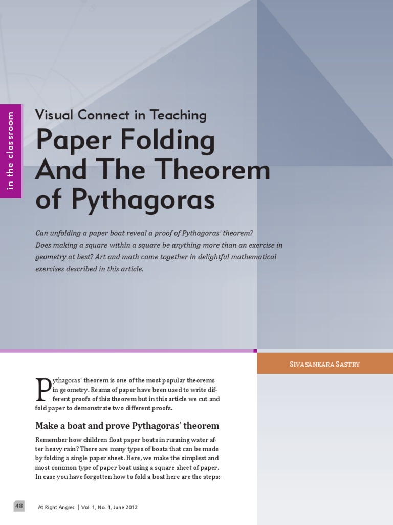11 - Paper Folding and The Theorem of Pythagoras | PDF | Triangle ...