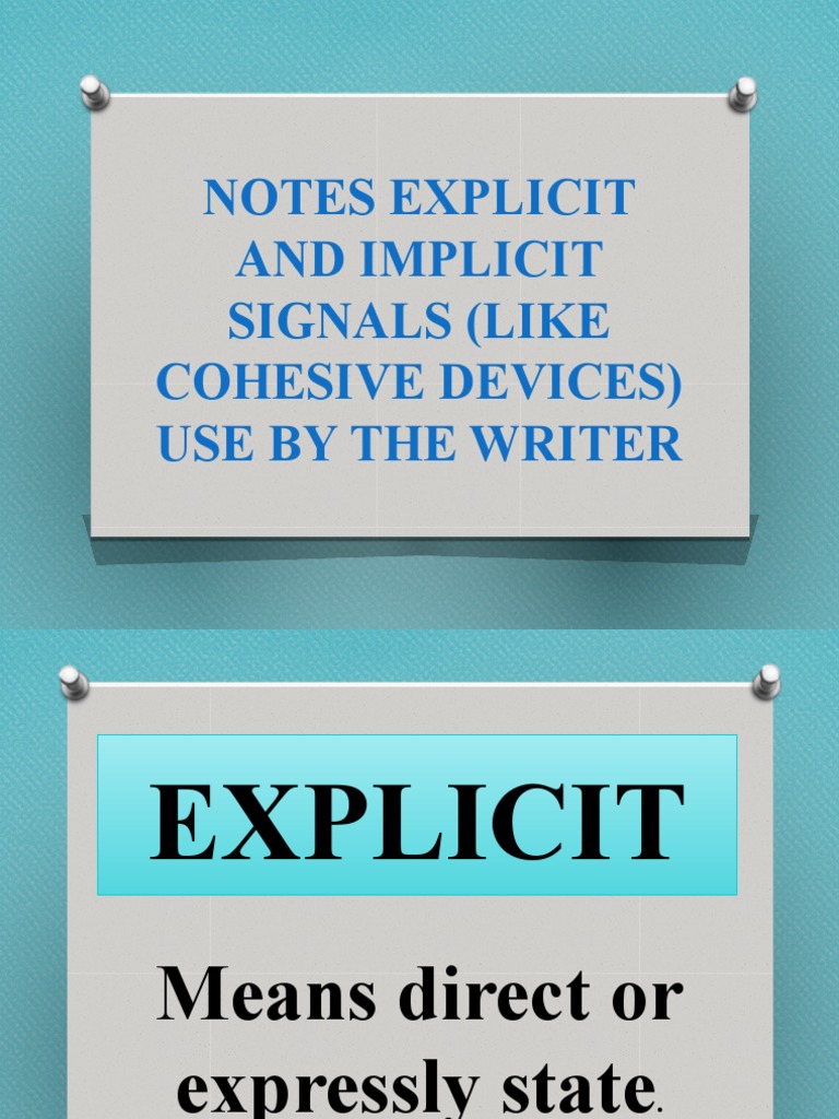 Notes Explicit and Implicit Signals (Like Cohesive | PDF