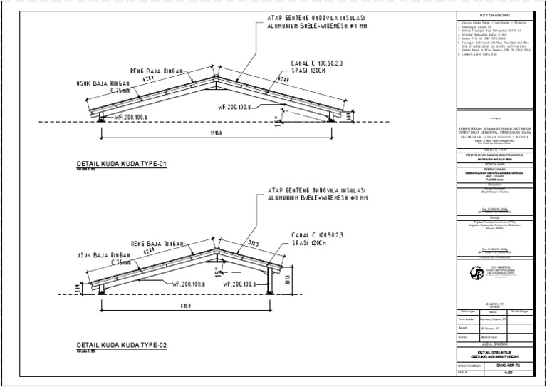 Detail Konstruksi Atap Baja WF | PDF