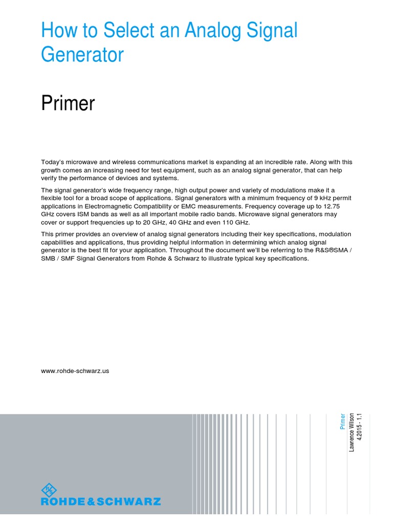 How To Select Signal Generator | PDF | Modulation | Frequency Modulation