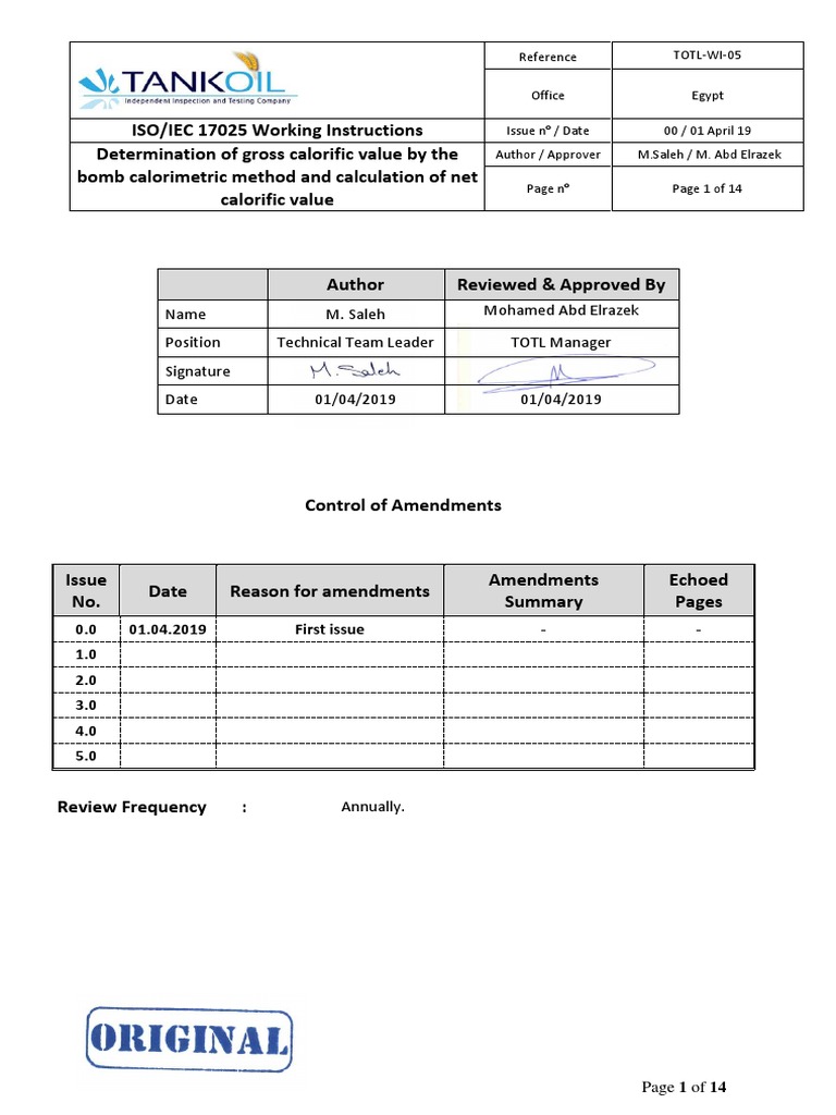 Calorific Value Testing Guide | PDF | Combustion | Calorimetry