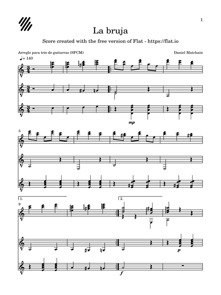 La Bruja: Score Created With The Free Version of Flat - Https://flat ...