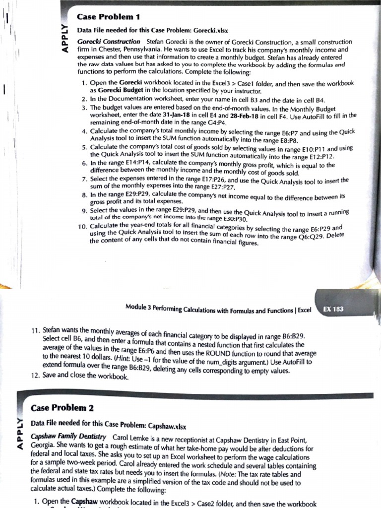 Case Problem 1: Gorecki Construction | PDF | Worksheet | Microsoft Excel