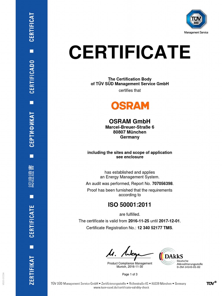 ISO 50001 - Matrix - en - OSRAM | PDF | Manufactured Goods | Electrical ...