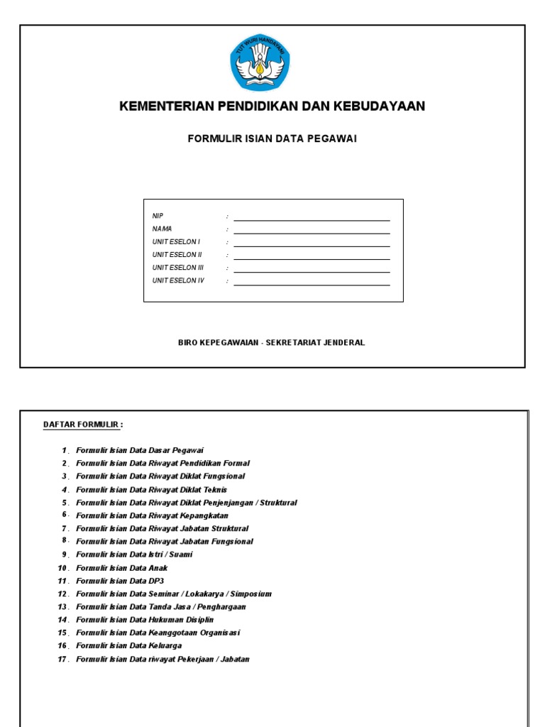 Format Isian Biodata Pegawai DIKBUD Final | PDF | Karier & Perkembangan