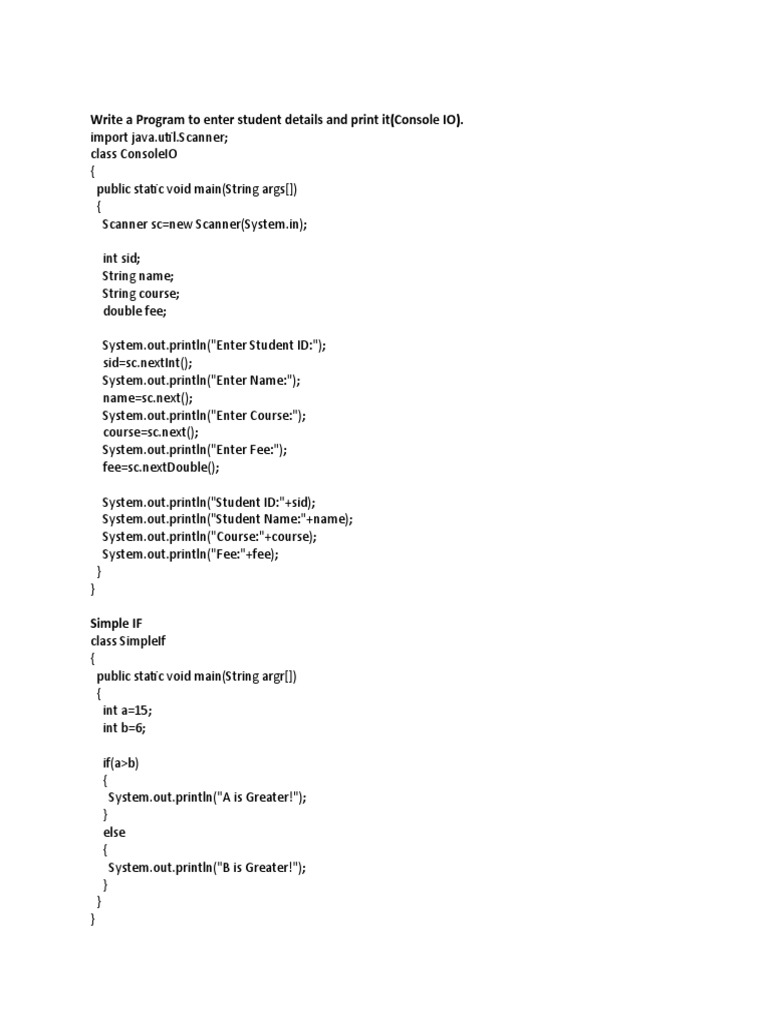 Write A Program To Enter Student Details and Print It (Console IO ...