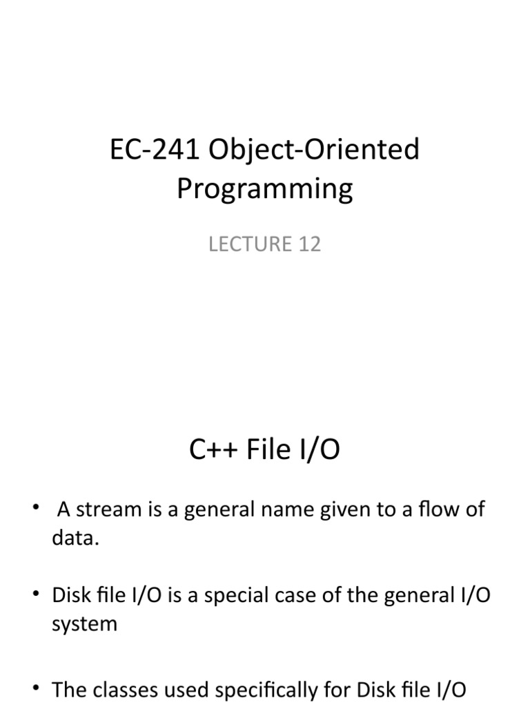 Ec 241 Object Oriented Programming Pdf Pointer Computer Programming Input Output