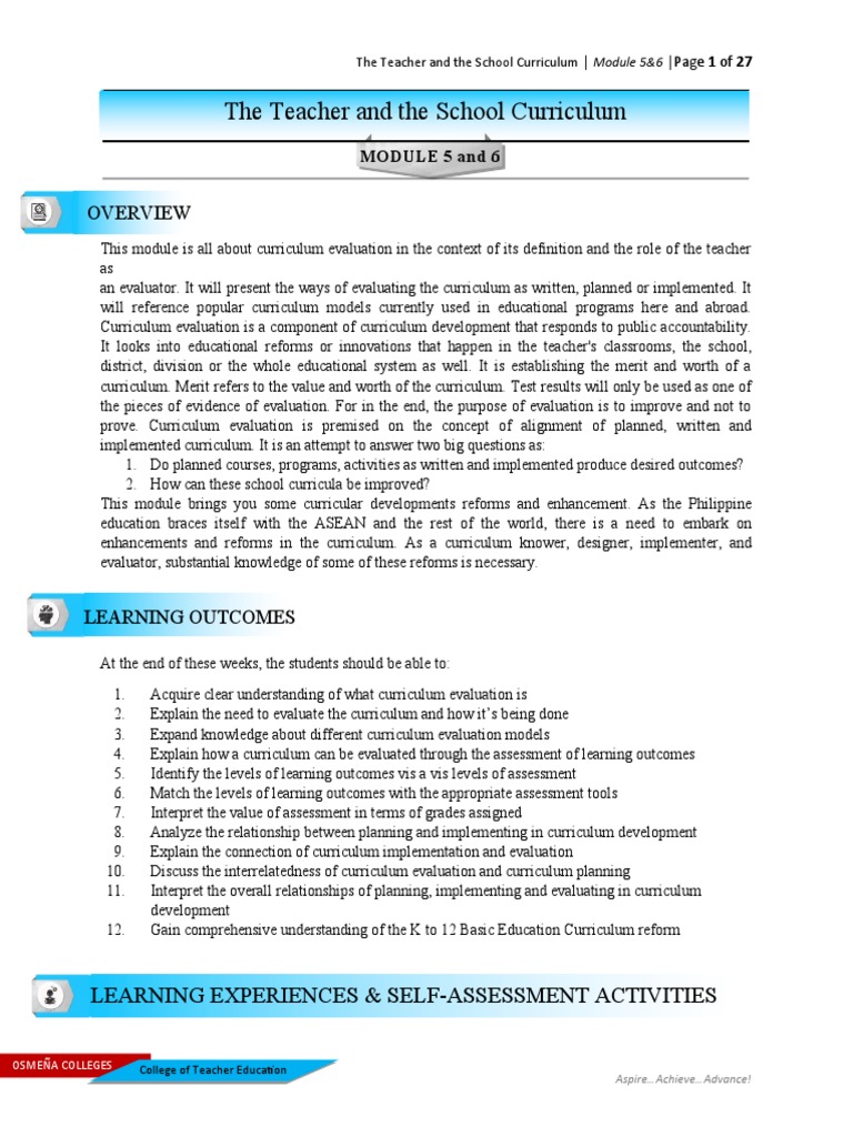Prof Ed 9 Module | PDF | Curriculum | Educational Assessment