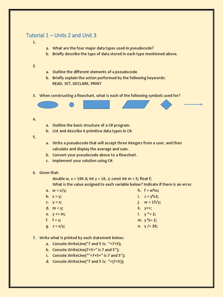 Tutorial 1 - Units 2 and Unit 3 | PDF
