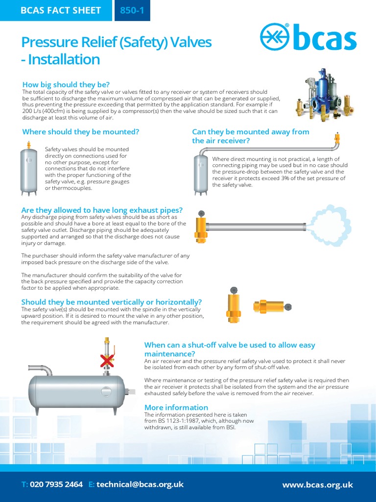 Literature Guides - Fact Sheet - 850-1 Pressure Relief Saftey Valves ...