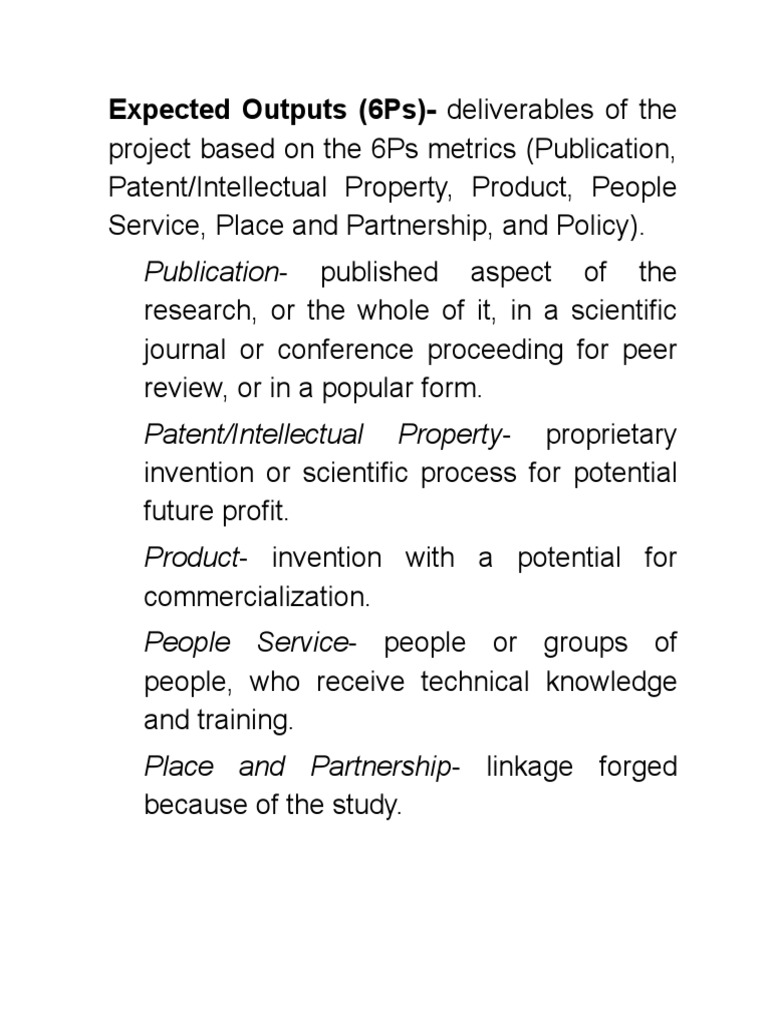 Expected Outputs 6 P's | PDF