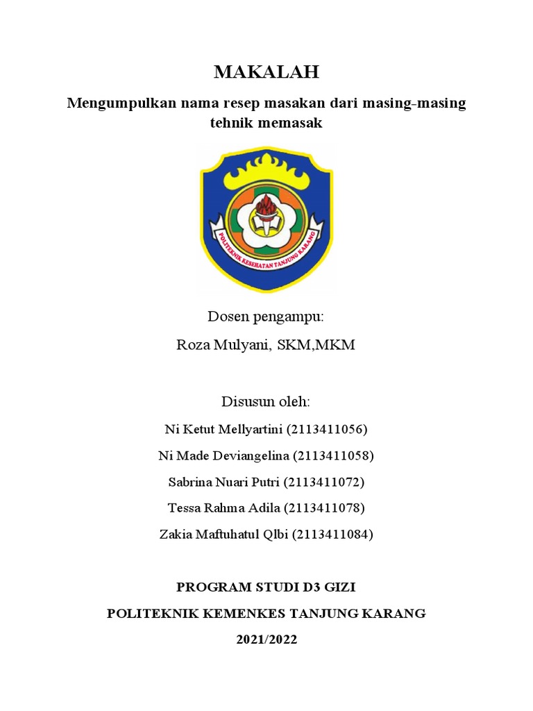 Makalah Resep Masakan GKD (1) B7 | PDF