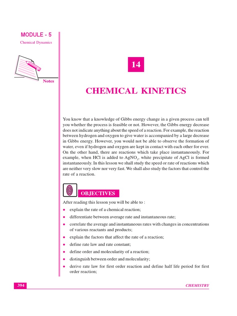 Chemical Kinetics: Module - 5 | PDF | Reaction Rate | Chemical Kinetics