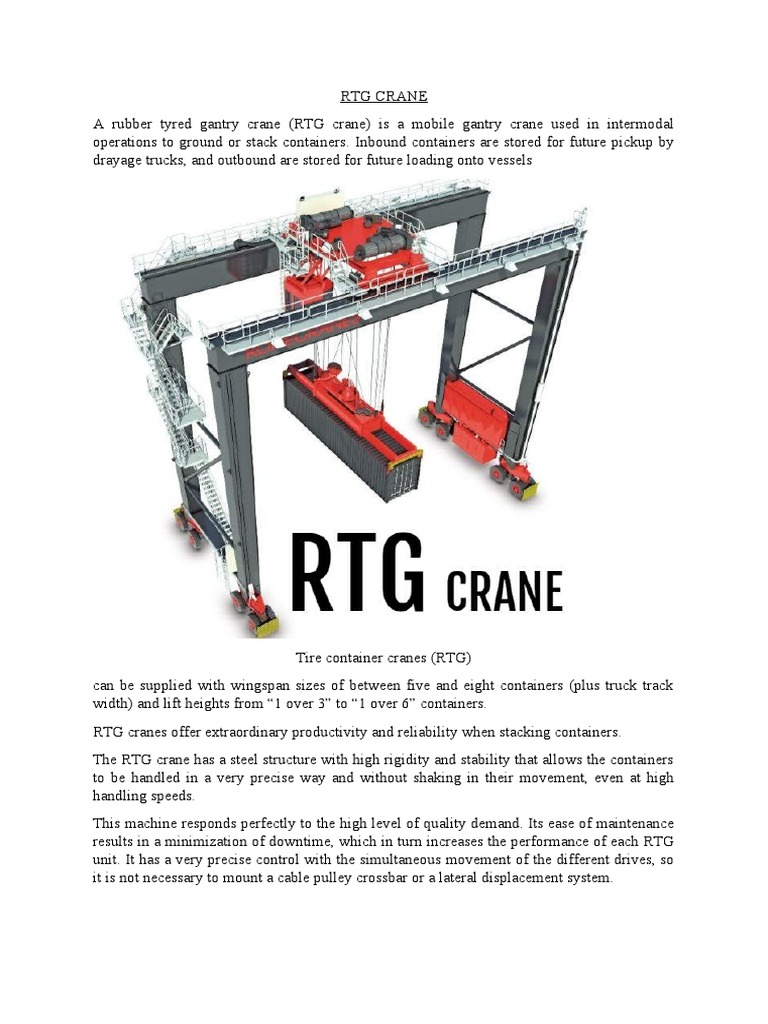 RTG Crane | PDF | Crane (Machine) | Manufactured Goods