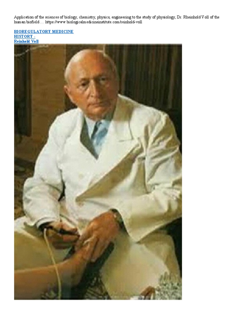 Bioregulatory Medicine History - Reinhold Voll | PDF | Acupuncture ...