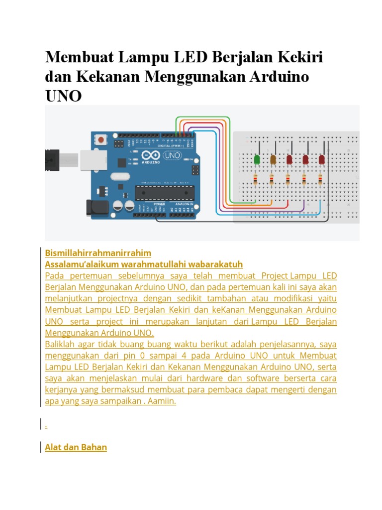 Membuat Lampu LED Berjalan Kekiri Dan Kekanan Menggunakan Arduino UNO | PDF | Business