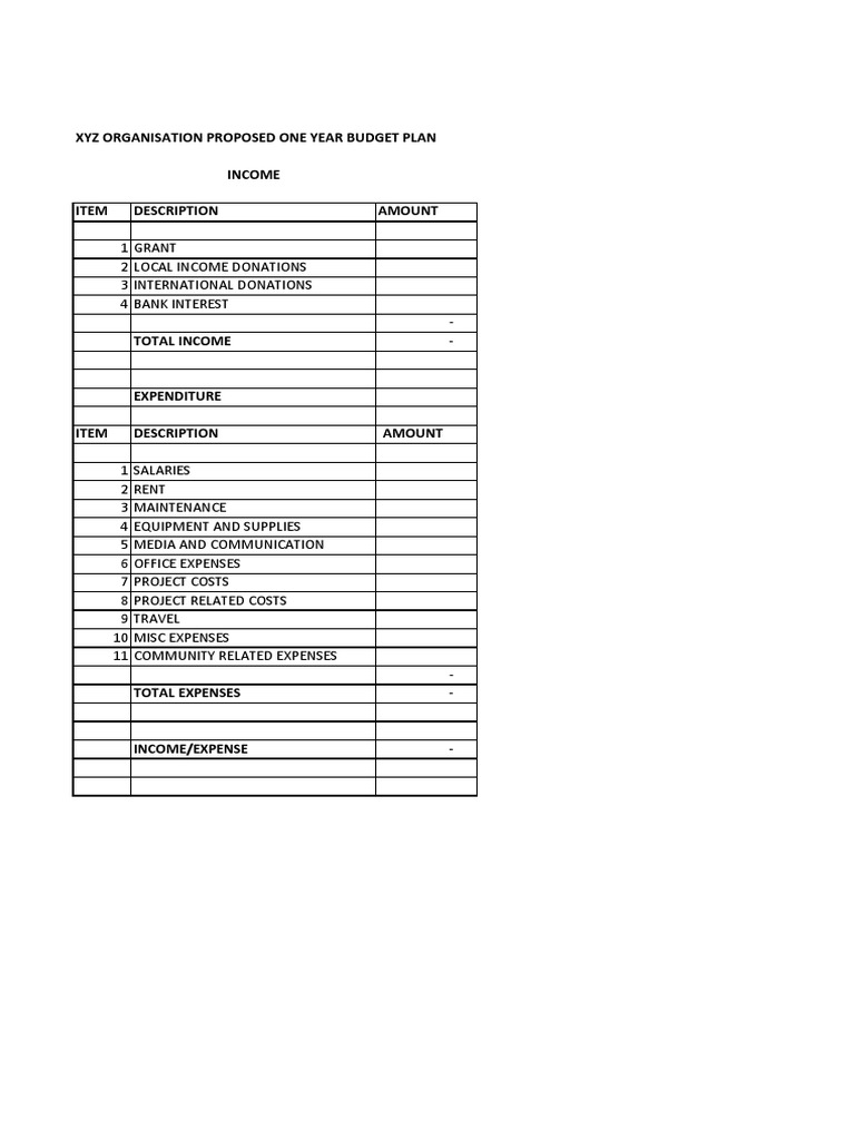 Proposed Budget Template For NGOs | PDF