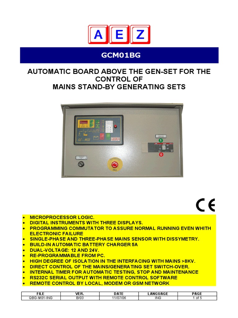Automatic Control Board for Standby Generator Sets: Detailed ...