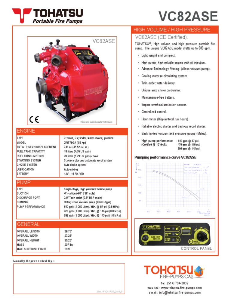 Specs VC82ASE | PDF | Pump | Engines