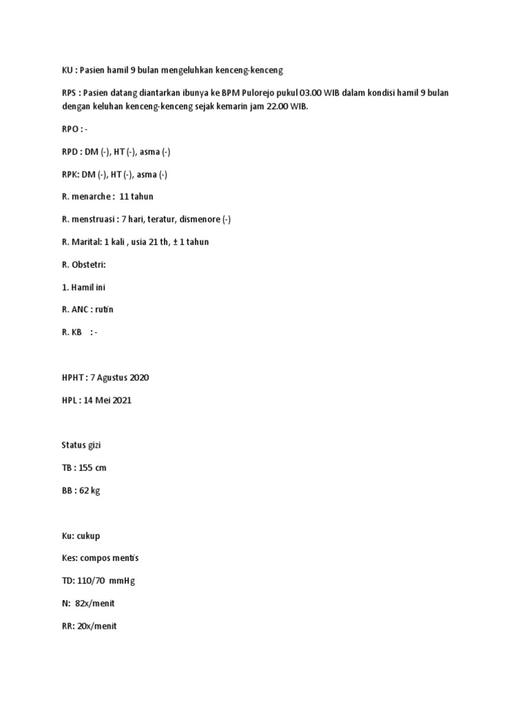 Lapsus Borang - Partus Normal | PDF